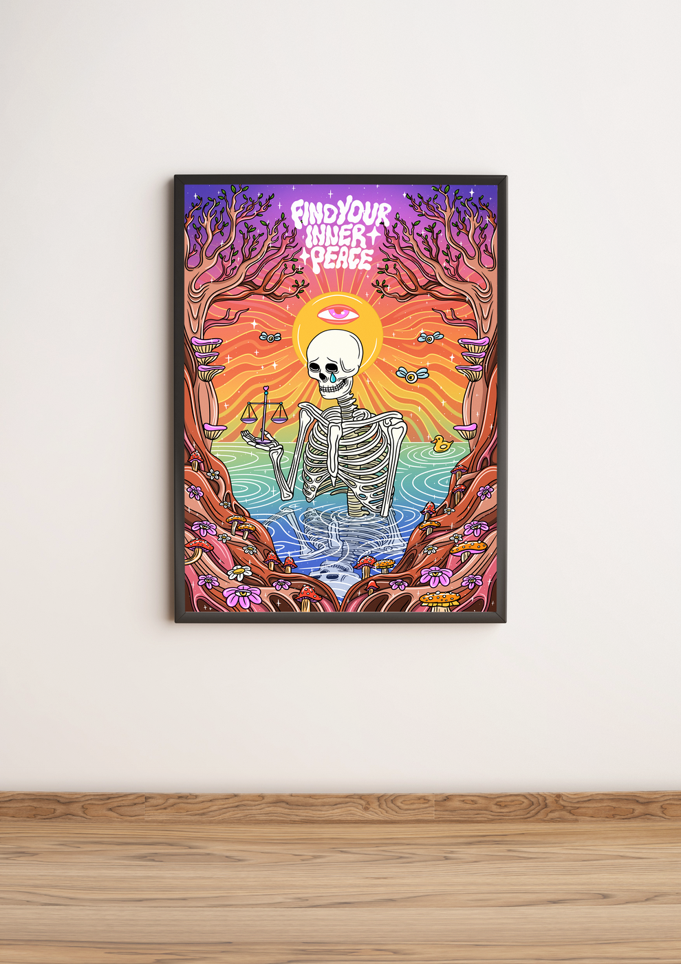 Inner Peace skeleton print – Sad Skelly